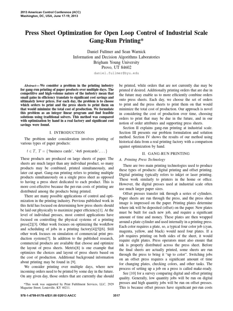 2013 ACCPress Sheet Optimization | PDF | Printing | Graphic Design