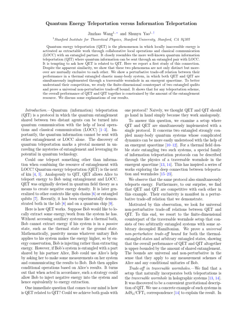 Quantum Teleportation Trade-offs | PDF | Quantum Entanglement | Entropy