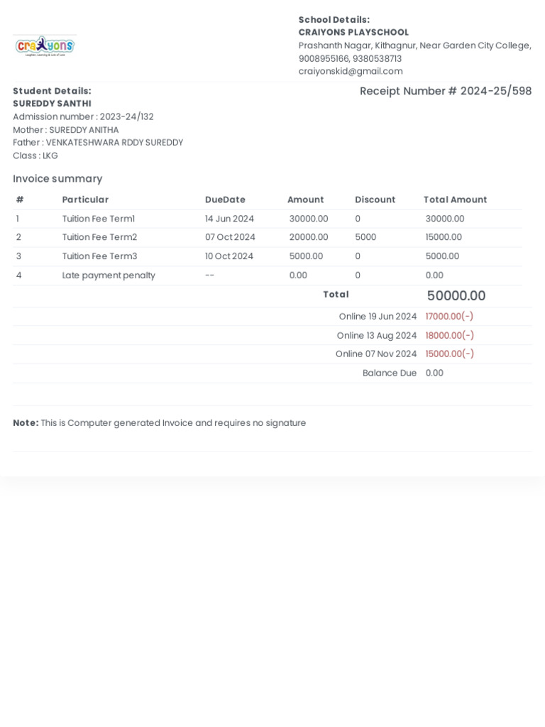 School Fee Recept | PDF