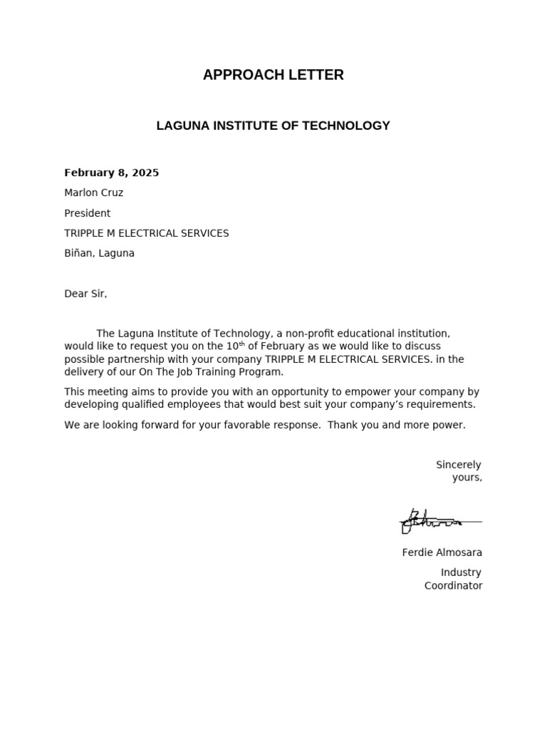 Approach Letter-Ferds | PDF