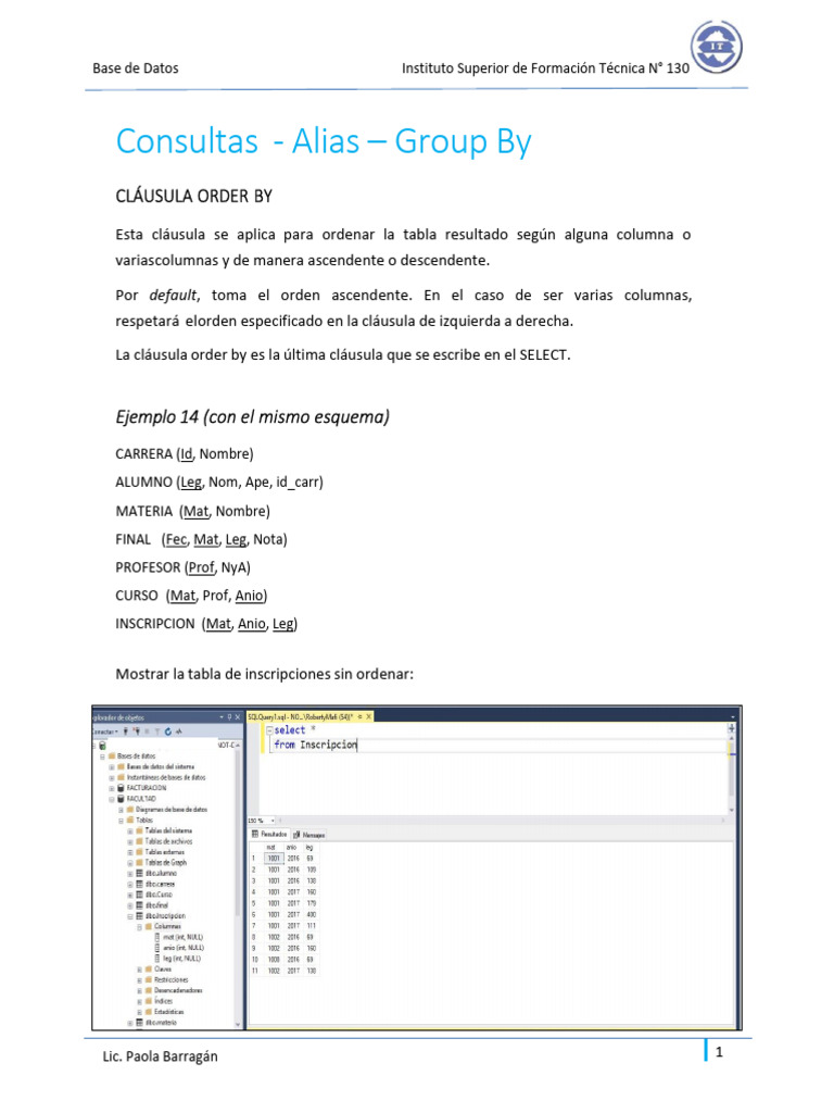 Guía SQL: Orden y Consultas Básicas | PDF | SQL | Recuperación de información