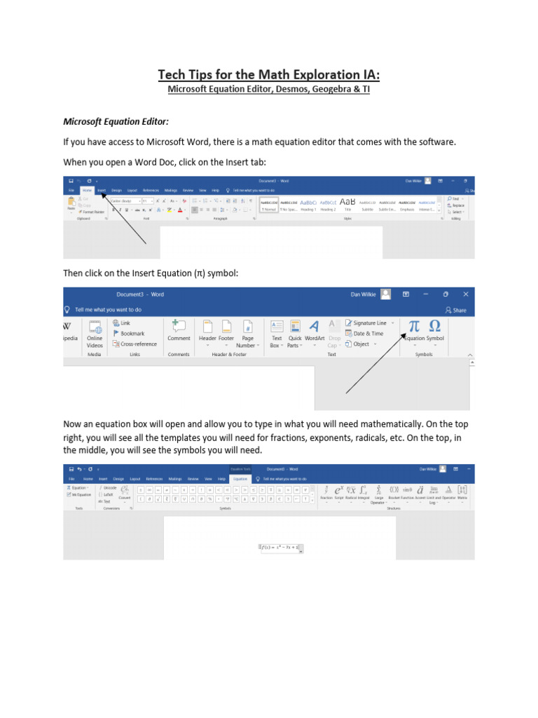 Math IA Tech Tools: Equation Editors & Graphs | PDF | Icon (Computing ...