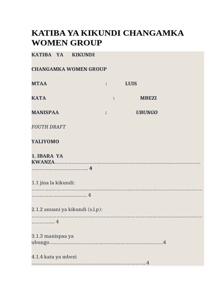 Katiba Ya Kikundi Changamka Women | PDF