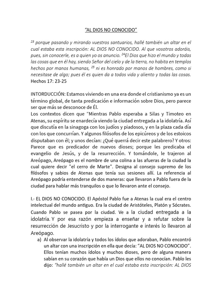 El Dios No Conocido: Revelación y Fe | PDF | Dios | Jesús