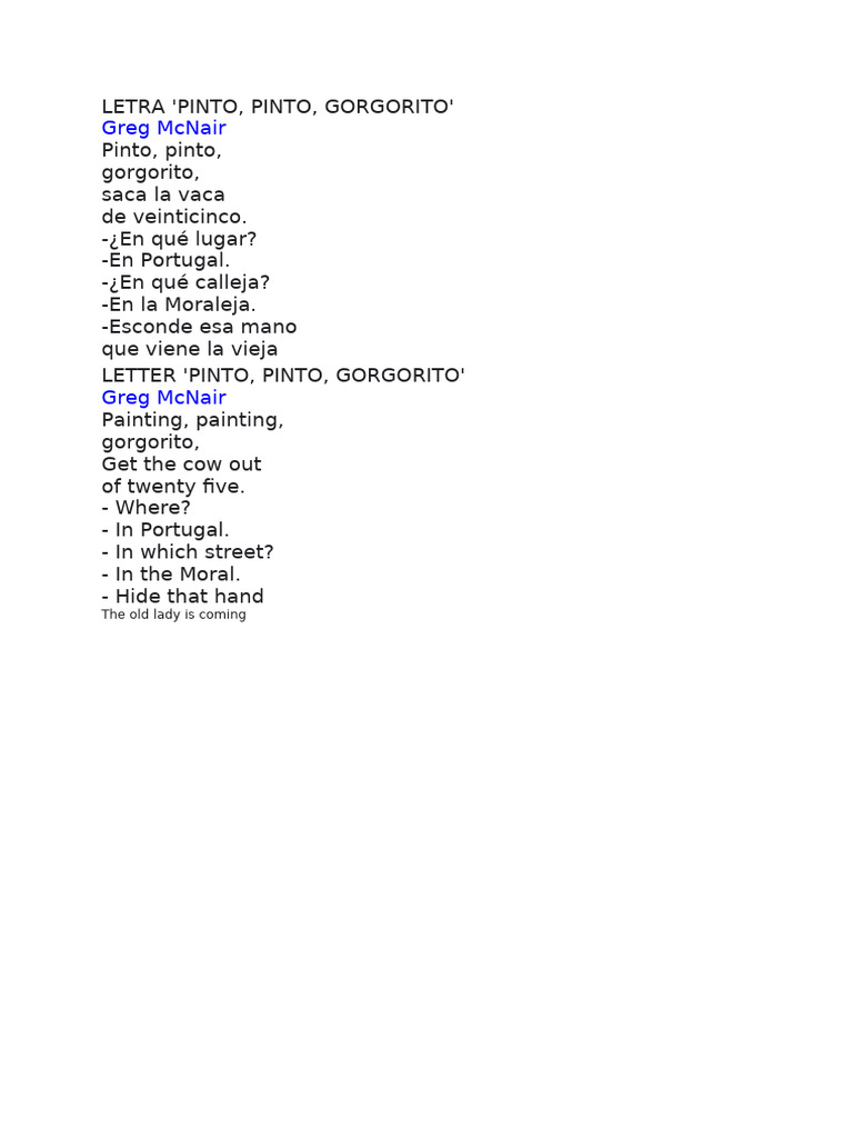 Pinto, Pinto, Gorgorito | PDF