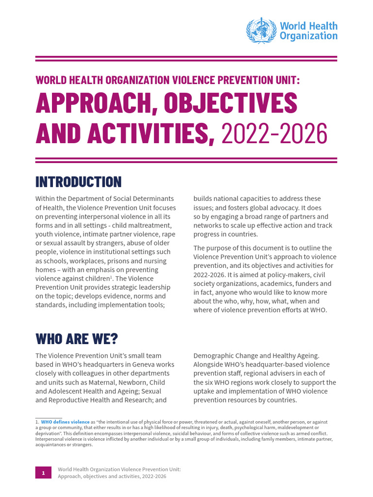 WHO Violence Prevention Strategy 2022-2026 | PDF | Violence | Child Abuse