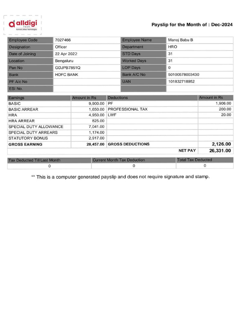Payslips Babu | PDF
