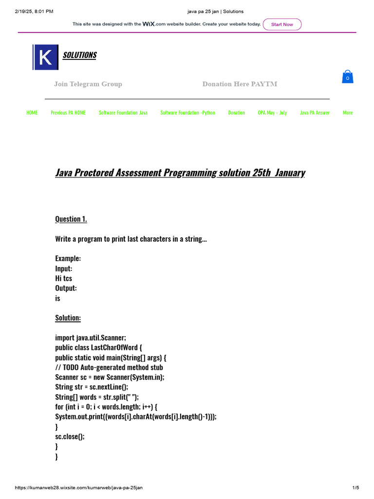 Java Pa 25 Jan - Solutions | PDF | Computer Programming | Software ...