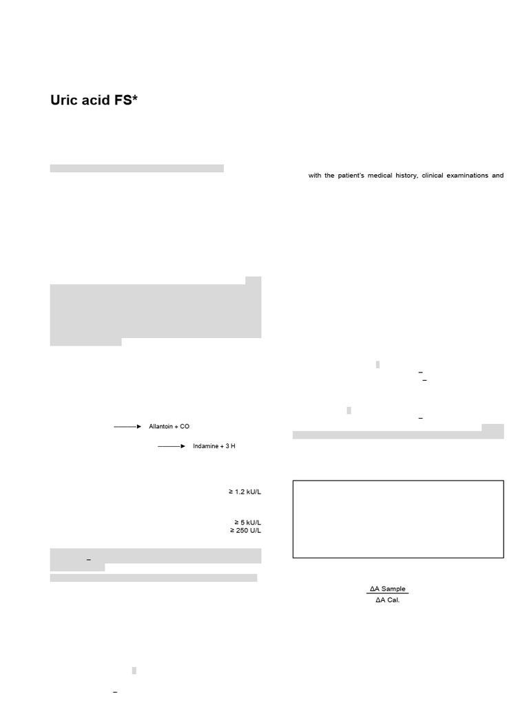 Pi - Bx-3010 Reagents Uric Acid Toos Fs - V3 | PDF
