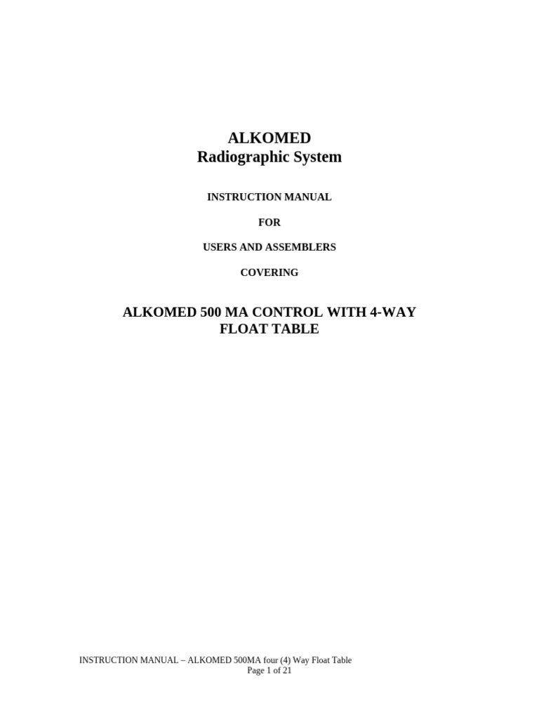 Master Manual Alkomed 500MA 4 Way Float Table | PDF | Vacuum Tube ...