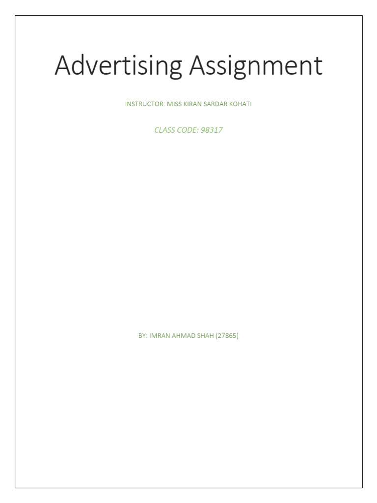 Advertising Assignment Final | PDF
