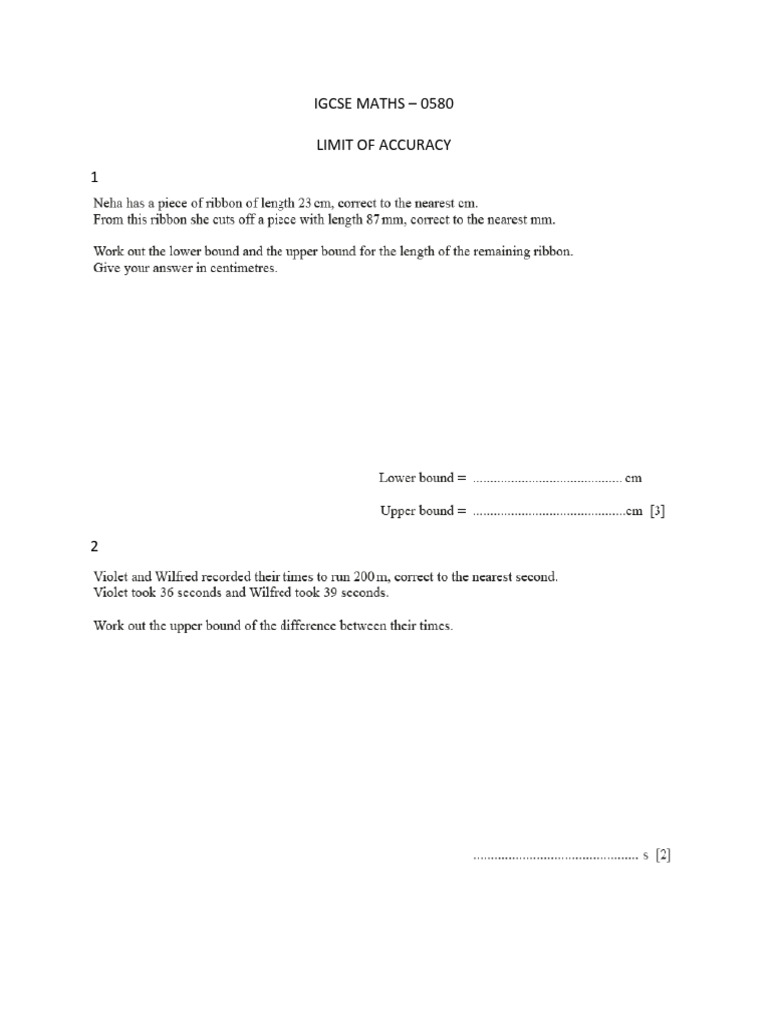 IGCSE-LIMIT-OF-ACCURACY | PDF