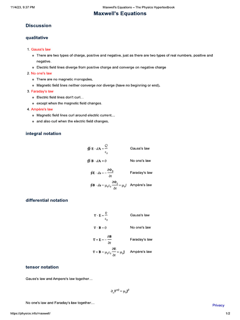 Maxwell's Equations | PDF