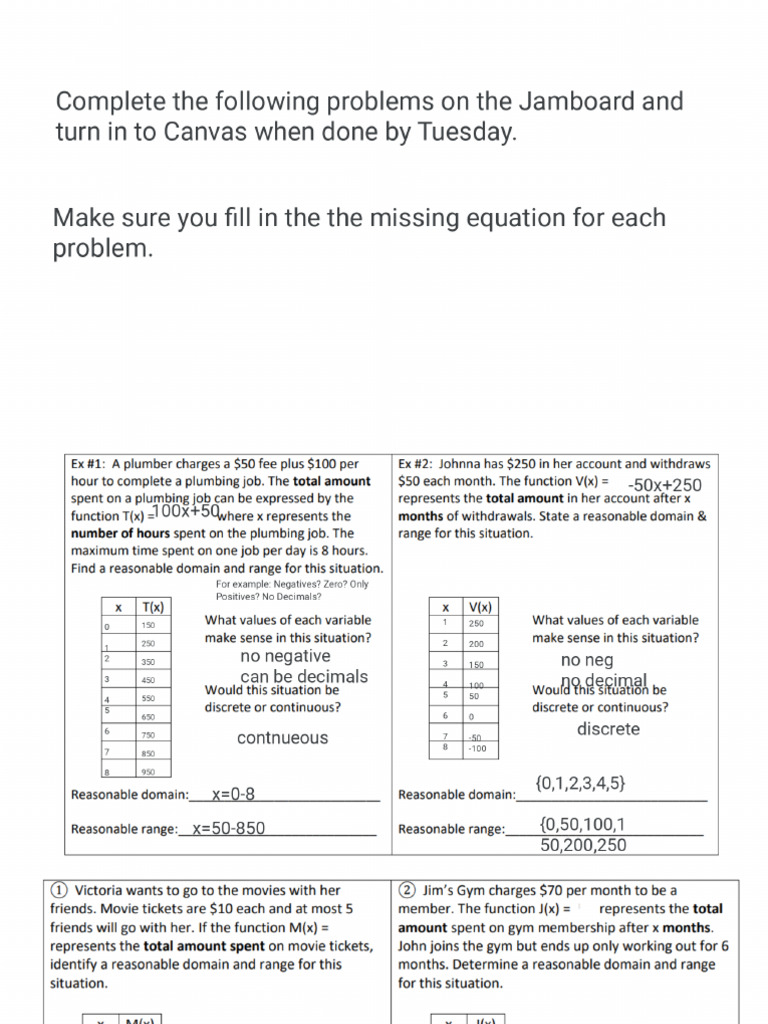 Reasonable Domain and Range | PDF