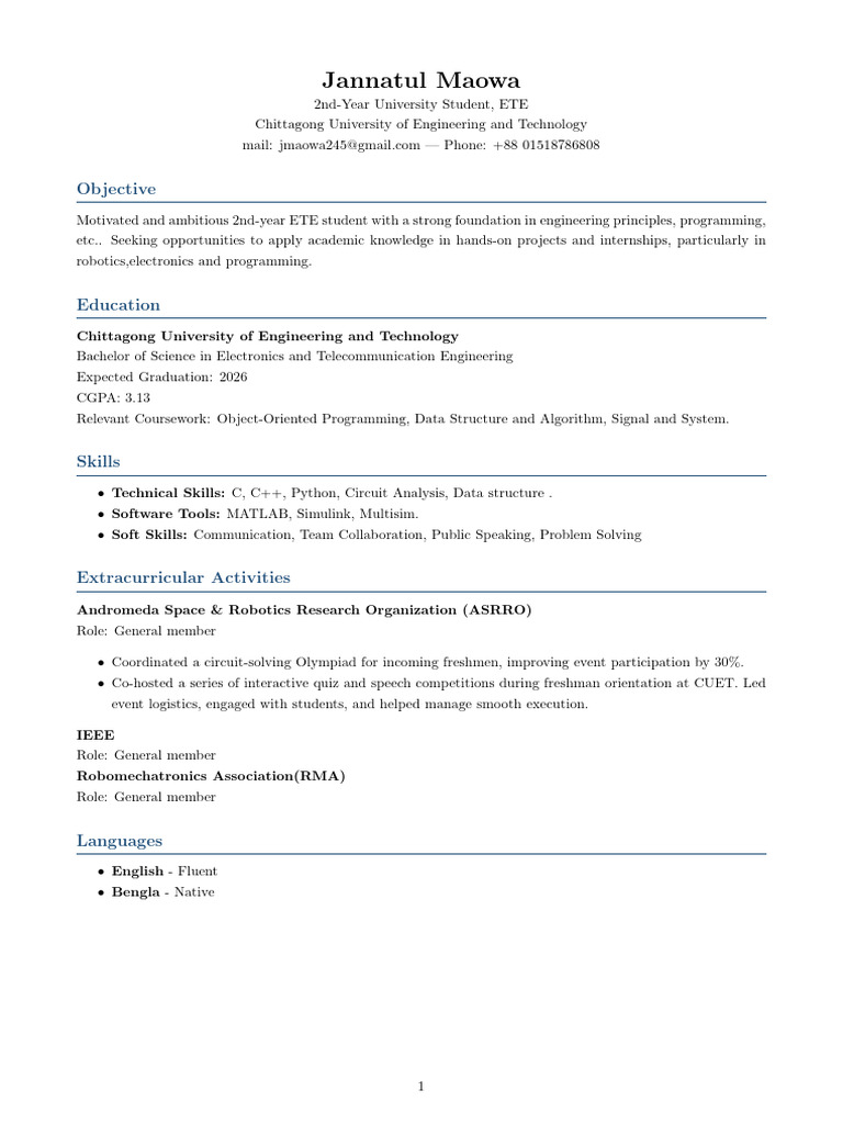 Jannatul Maowa: Objective | PDF