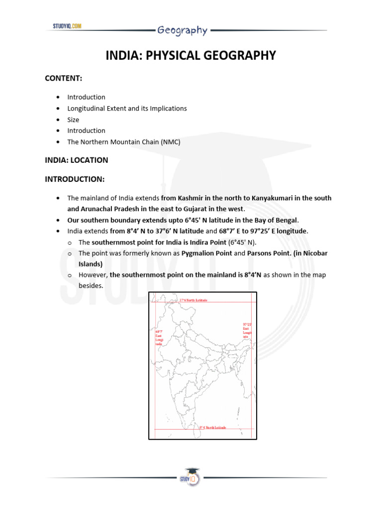 India’s Physical Geography Overview | PDF | Himalayas | Plateau