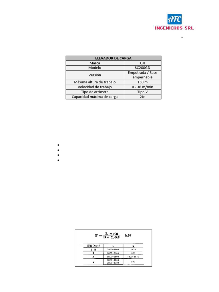 Ficha Tecnica Elevador de Carga | PDF