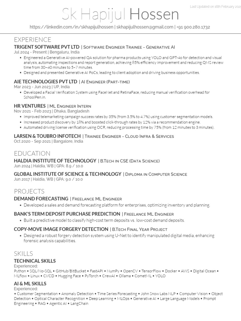 SK Hapijul Hossen CV FEB | PDF | Artificial Intelligence | Intelligence (AI) & Semantics