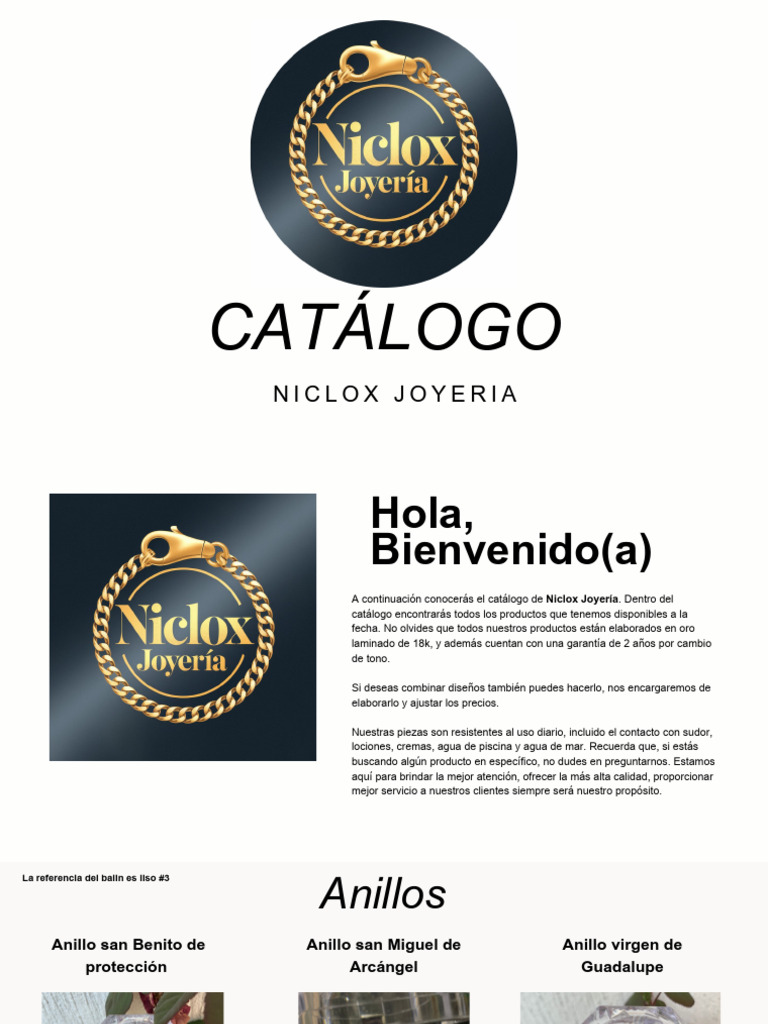 Nicloxjoyeria Catalogo 2025 Ref PDF | PDF | Softlines (venta minorista)