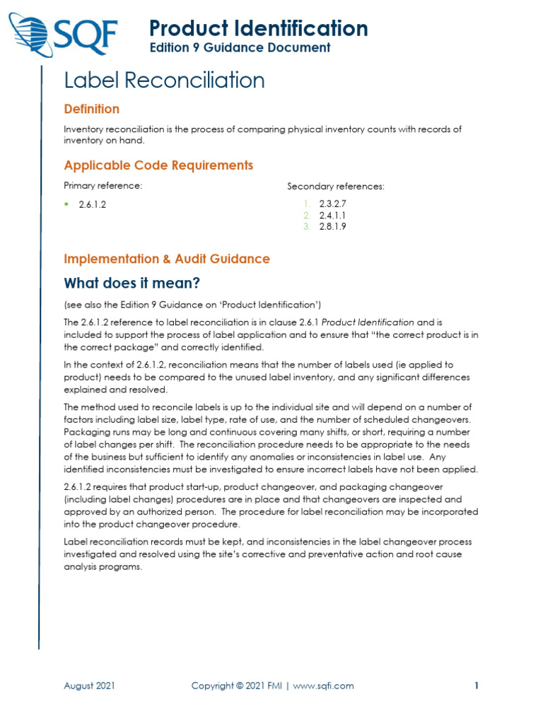 Label Reconciliation | PDF