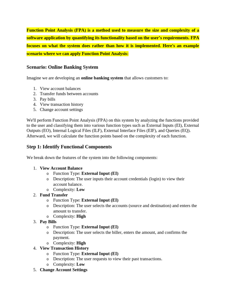 Function Point Analysis (FPA) | PDF | System | Online Banking