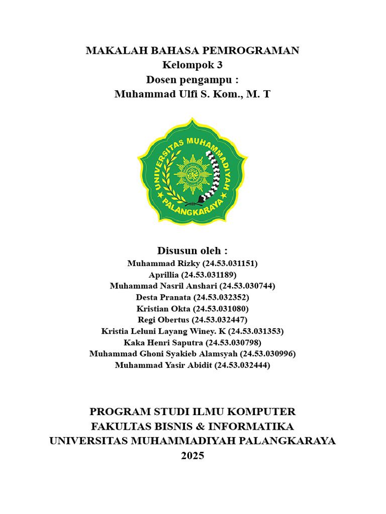 Uas Makalah Bahasa Pemrograman-1 | PDF
