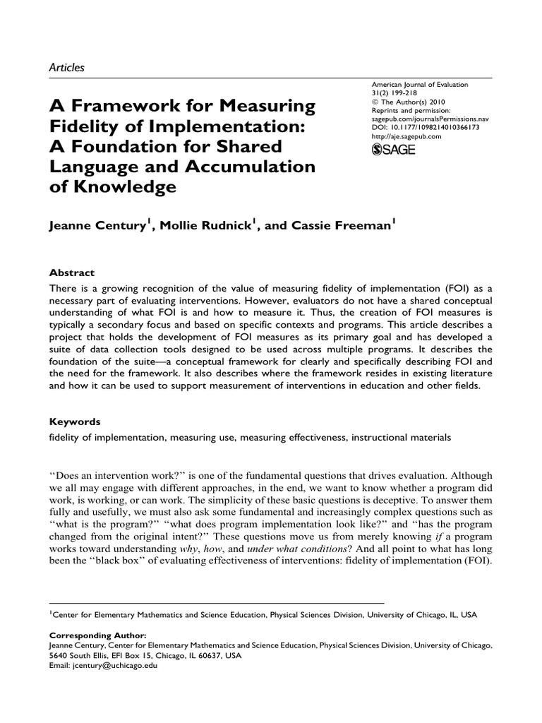 1 Best A Framework For Measuring Fidelity of Implementation - A ...