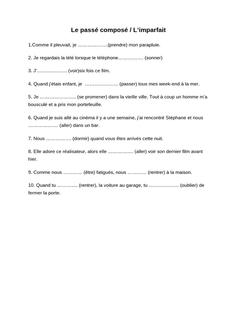 Exercices corrigés : passé composé/imparfait | PDF