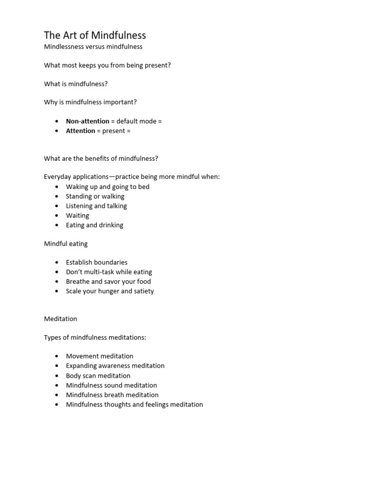 Art of Mindfulness Handout 508 | PDF