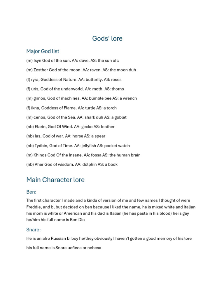 Lore and Gods of Love of Lock and Key | PDF