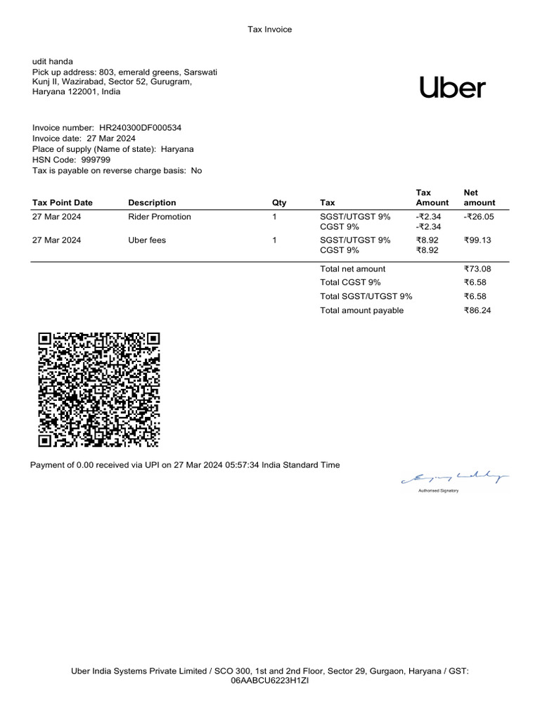 Uber Invoice 4 | PDF