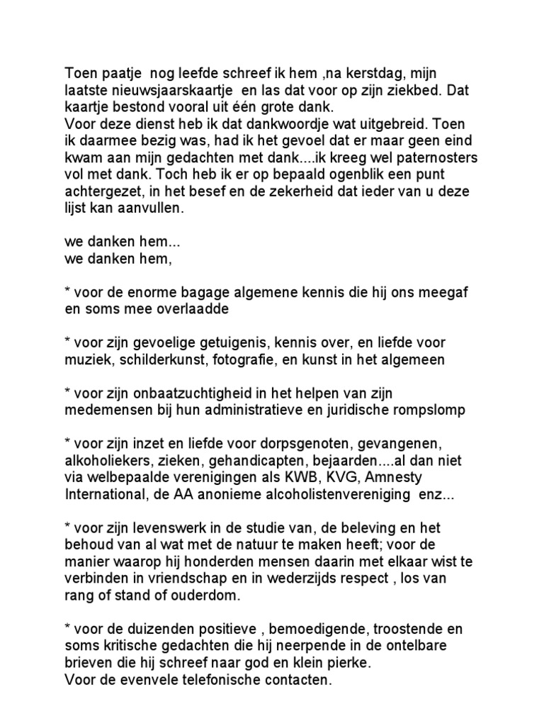 Dankwoord Aan Opa | PDF