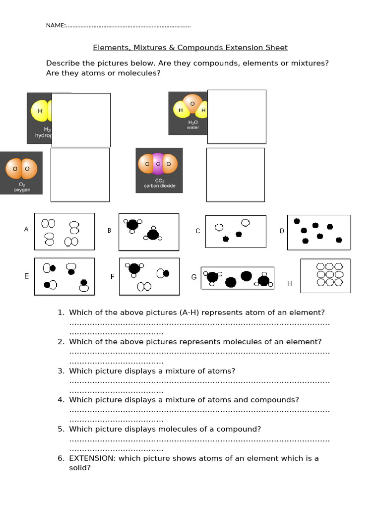 Elements, Mixtures, Compounds, Molecules | PDF