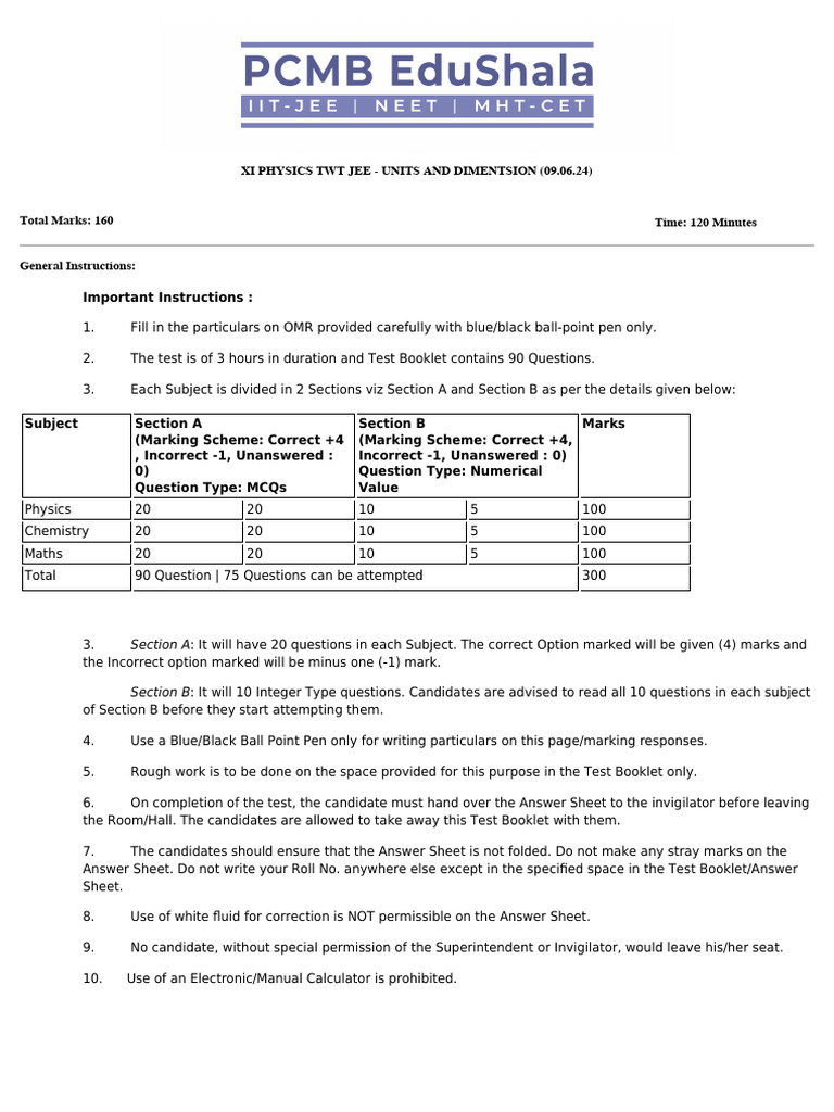 JEE Physics: Units & Dimensions | PDF | Momentum | Physics