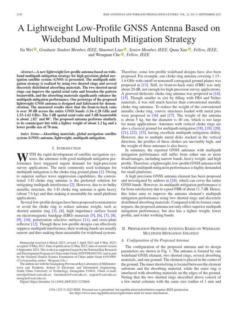 A Lightweight Low-Profile GNSS Antenna Based On Wideband Multipath Mitigation Strategy | PDF ...