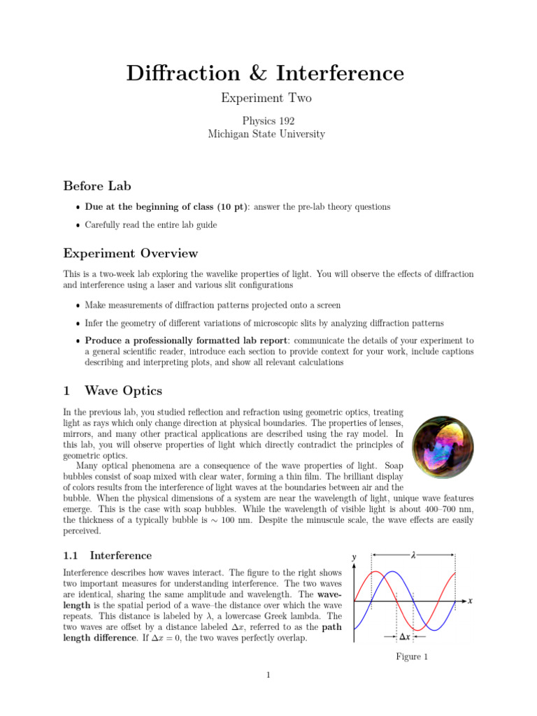 Lab02-Diffraction | PDF | Diffraction | Wavelength