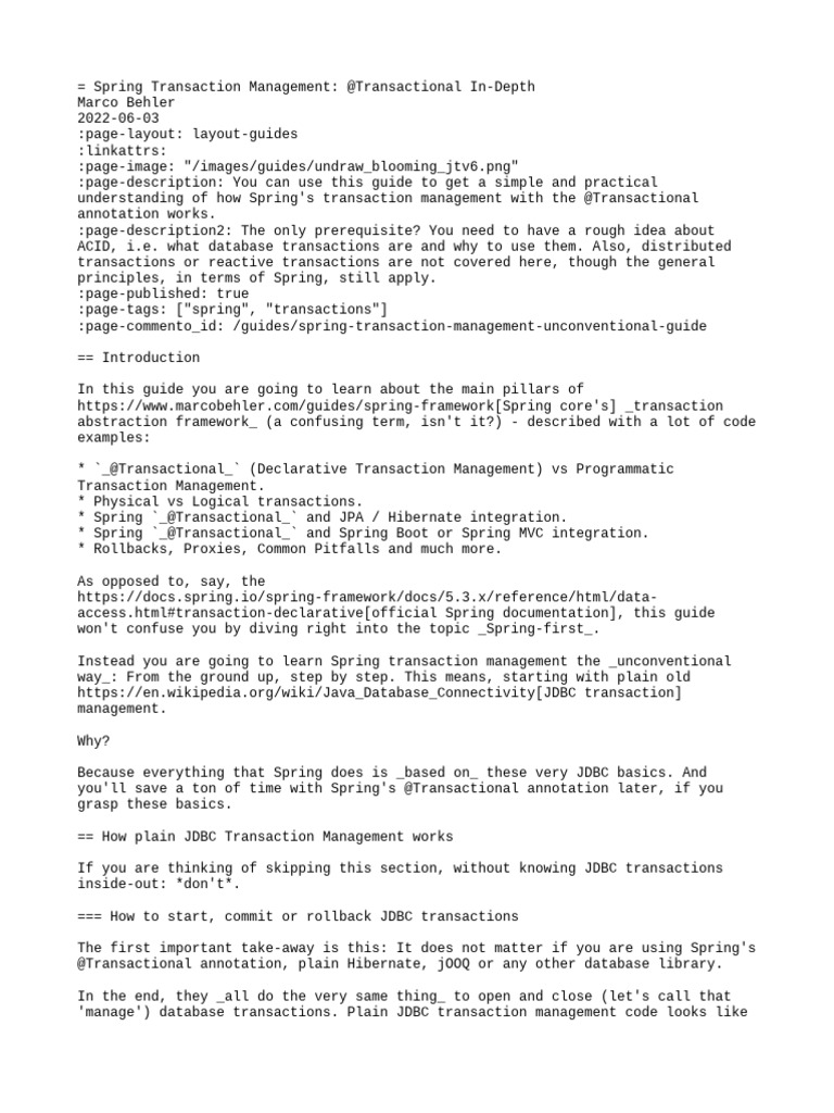 Spring Transaction Guide | PDF | Database Transaction | Spring Framework