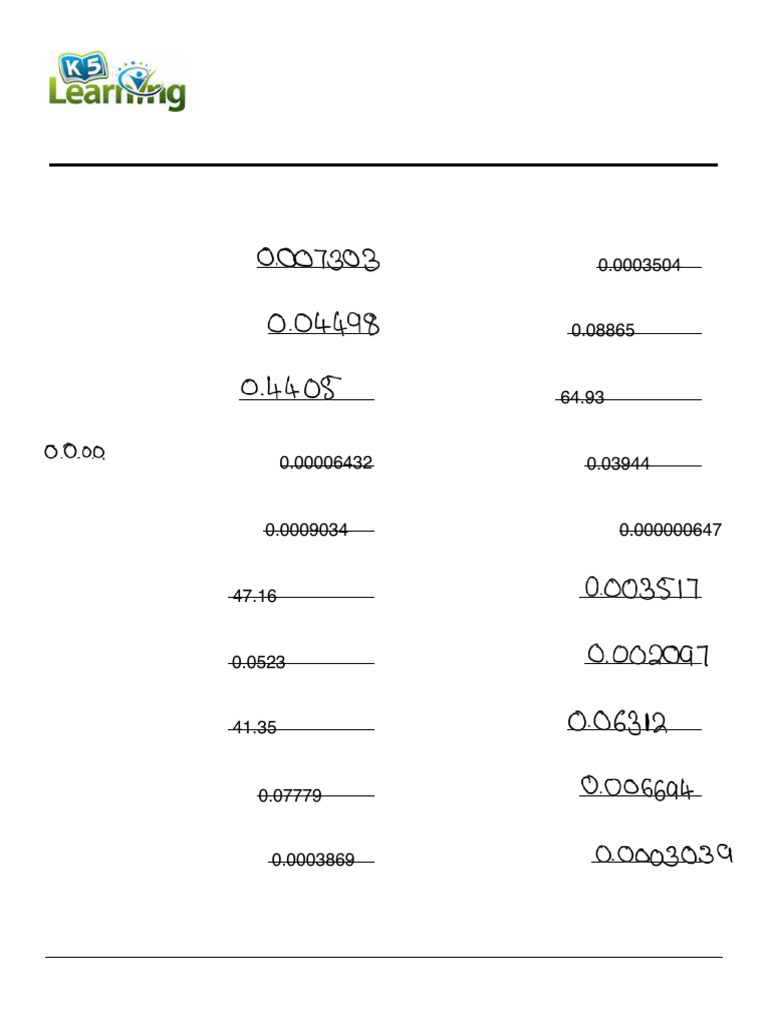 Dividing Decimals by Powers of 10 | PDF