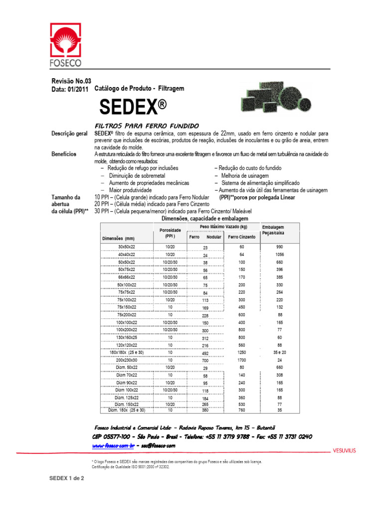 Catalogo Foseco Sedex Rev 04 | PDF