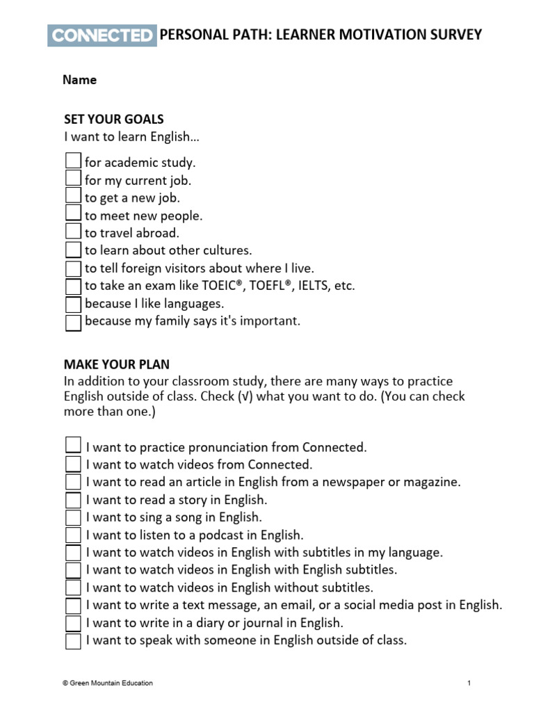 Connected+Learner+Motivation+Survey | PDF