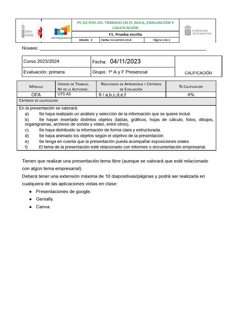 Prueba Evaluable UT5 | PDF