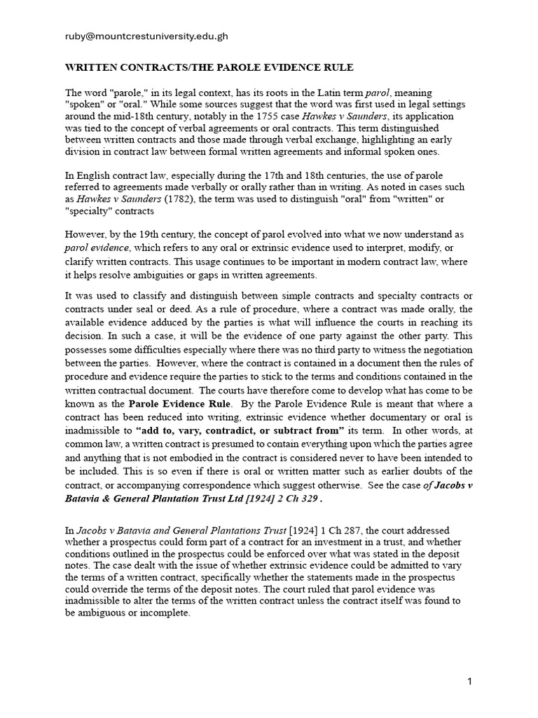 Understanding the Parole Evidence Rule | PDF | Parol Evidence Rule | Lease