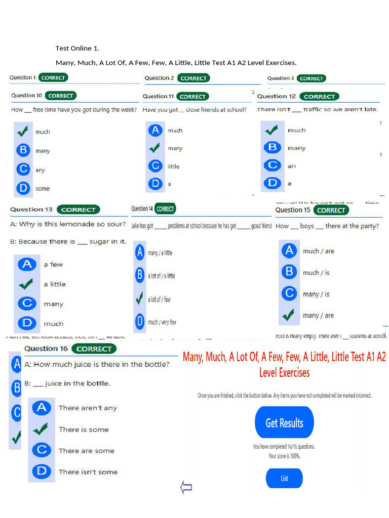 Online Test for A1 A2 Levels | PDF