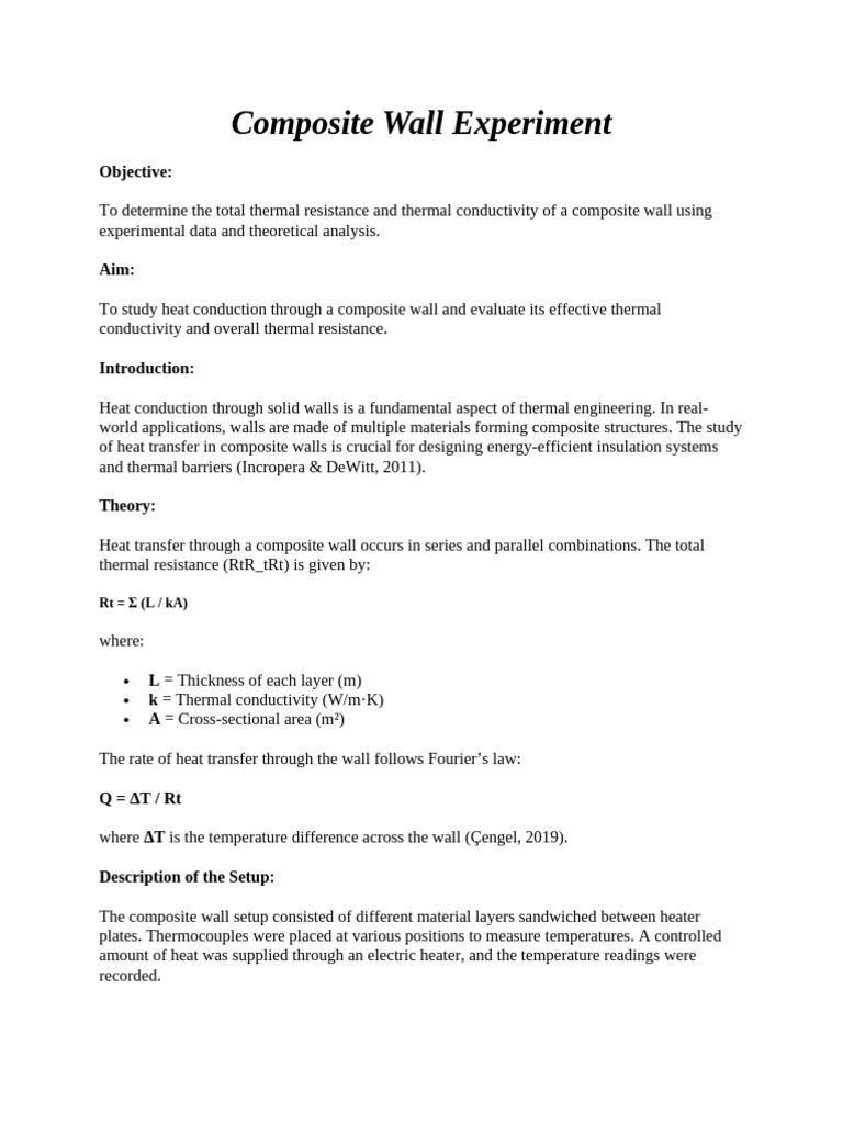 Thermal Resistance in Composite Walls | PDF | Thermal Conduction ...