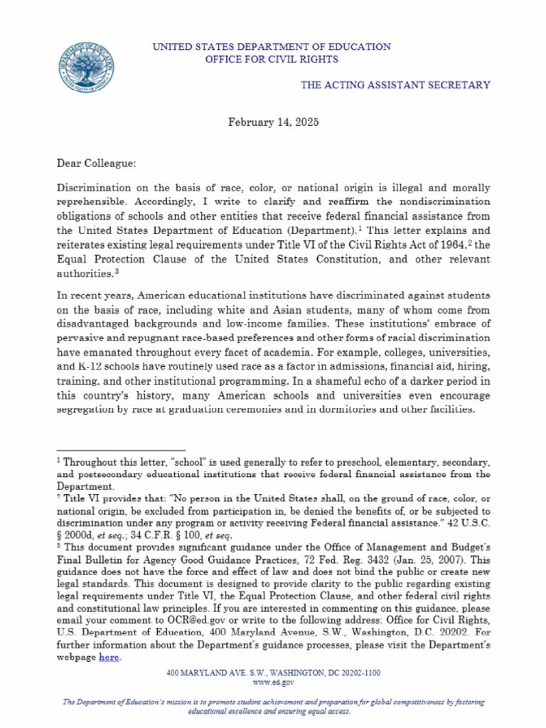 U.S. Department of Education Letter | PDF