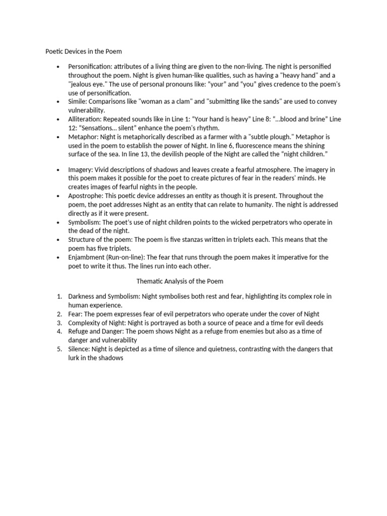 Poetic Devices in the Poem | PDF | Poetry | Poetics