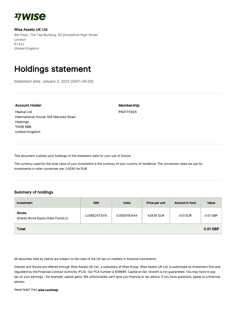 Holding Statement 2025 01 02 | PDF