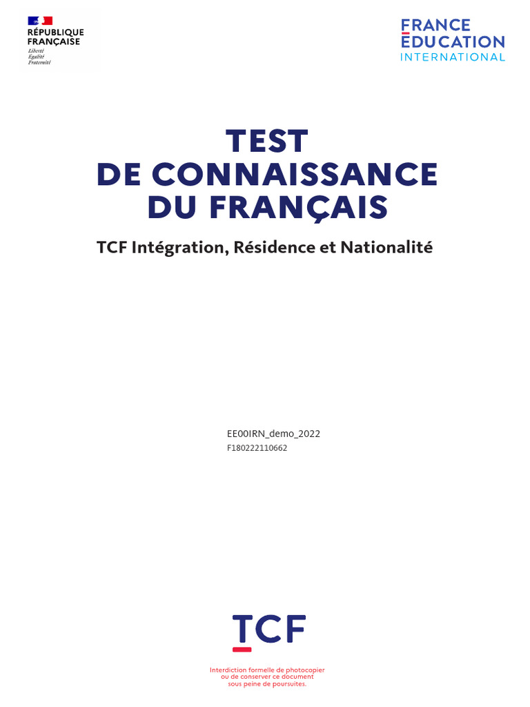 Exemples d'examen TCF IRN | PDF