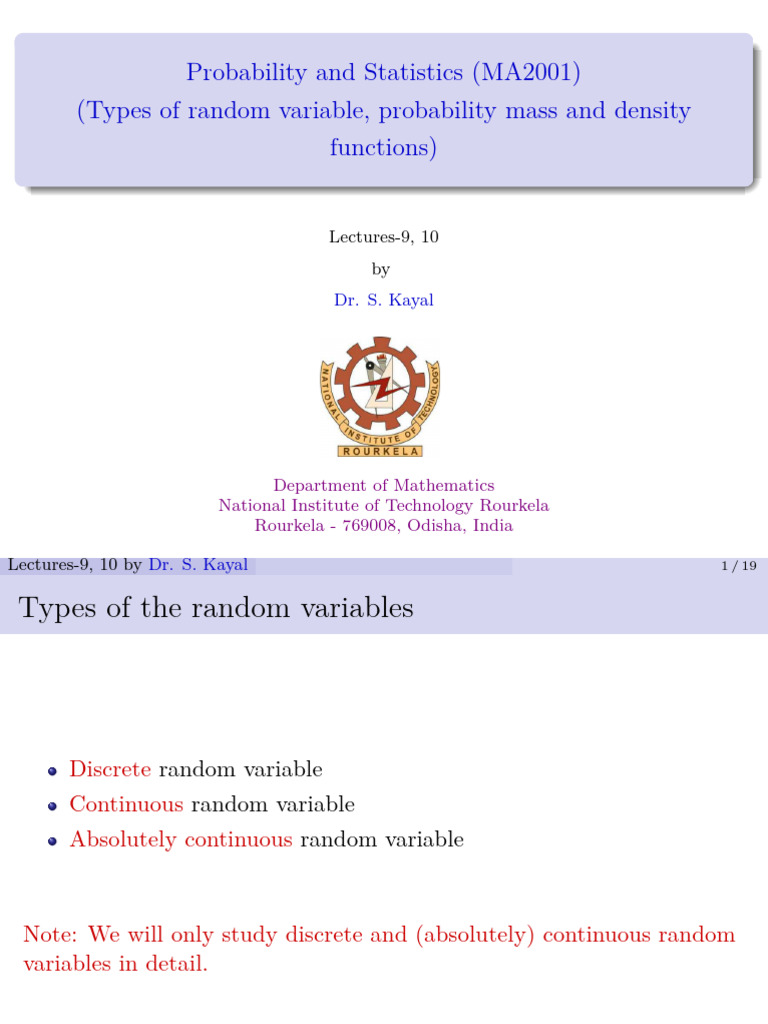 Lectures-9 10 11 | PDF | Probability Distribution | Random Variable