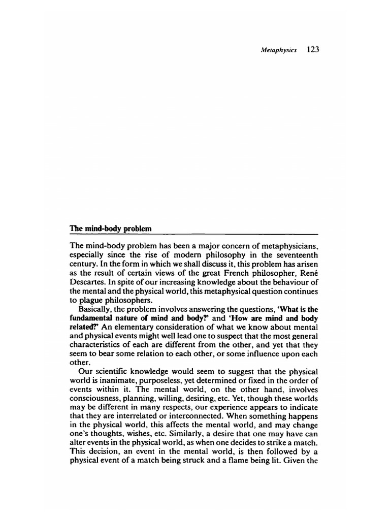 Mind-Body Problem Explained | PDF | Substance Theory | René Descartes